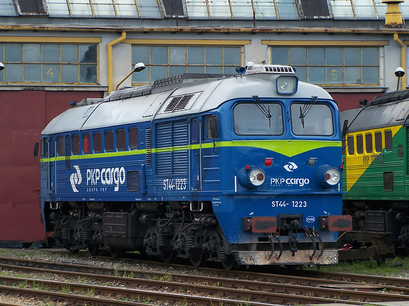 ST44 - 1223 stoi na wachlarzu lubelskiej lokomotywowni.