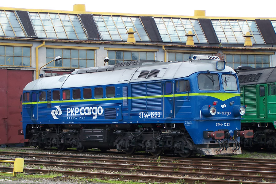 ST44 - 1223 stoi na wachlarzu lubelskiej lokomotywowni.